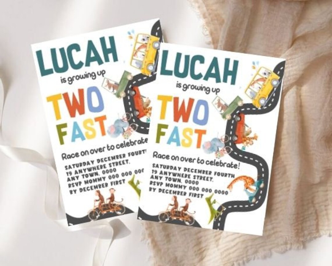 Two Fast Birthday Party Invitation, Editable Growing up Two Fast Invite ...