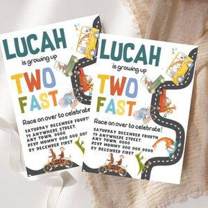 Two Fast Birthday Party Invitation, Editable Growing up Two Fast Invite ...