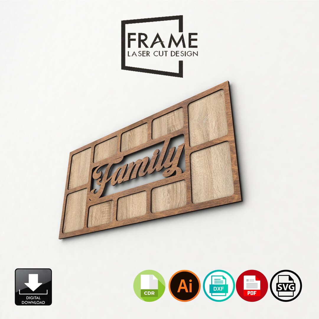 Family Picture Frame Laser Cut Files - Picture Frame Collage Svg Files ...