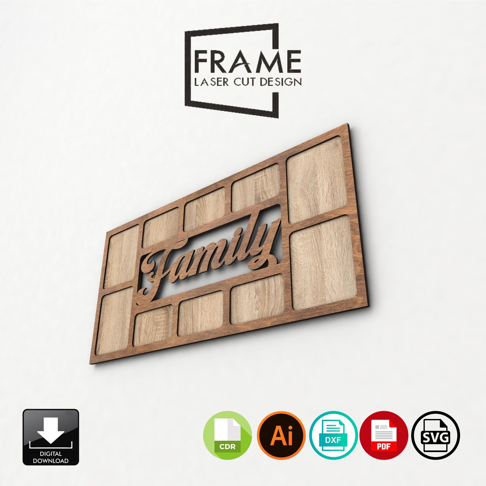 Family Picture Frame Laser Cut Files Picture Frame Collage Svg Files ...