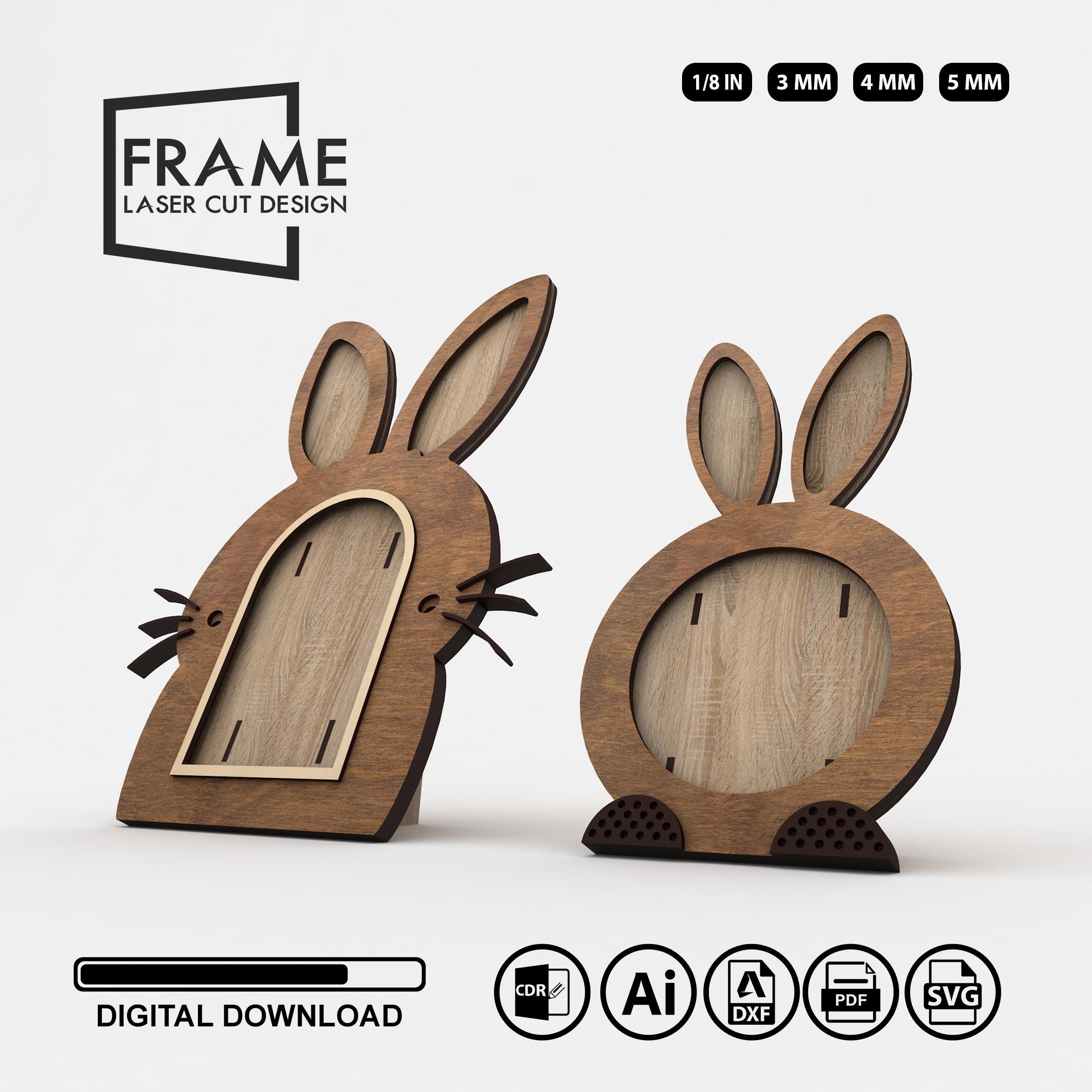 Laser Cut Files Bunny-themed Photo Frame | Layered Wooden Bunny Design ...