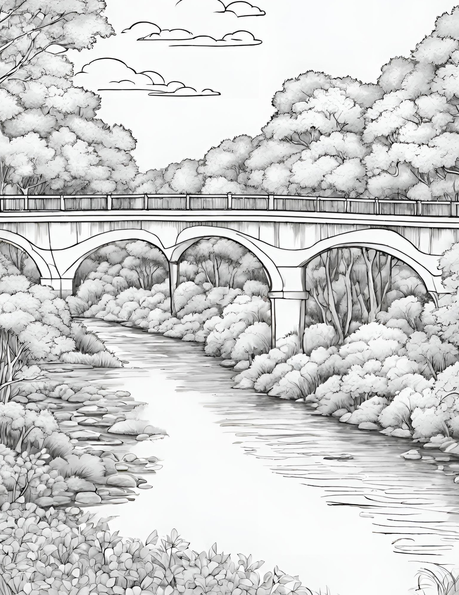 Bridge Colouring Pages, Digital Print, Adult Colouring Pages, Kids ...