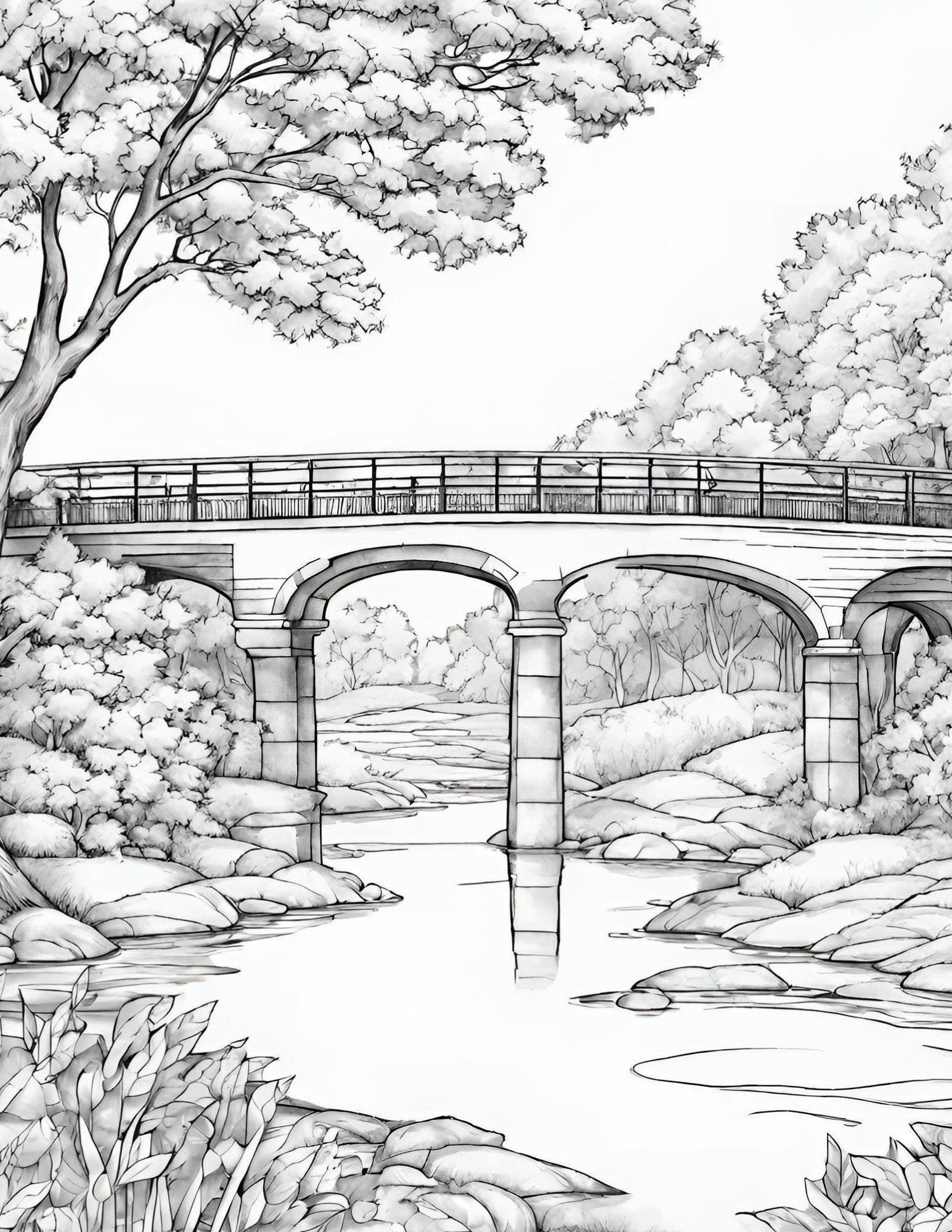 Bridge Colouring Pages, Digital Print, Adult Colouring Pages, Kids ...