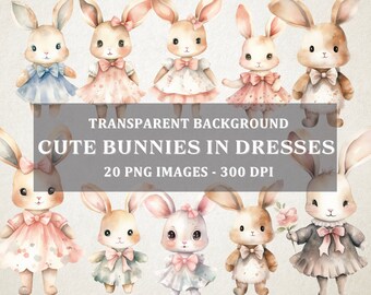 Bunny Rabbit Watercolor Clip Art Sublimation Graphics 4 JPG Files Mix ...