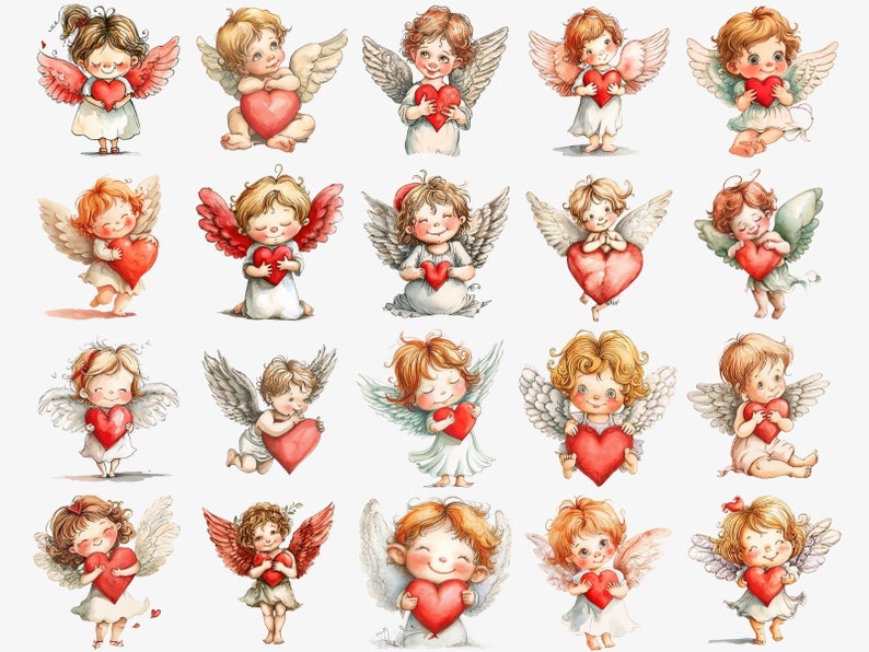 Valentine's Day Clip Art Set, Cute Love Cupid PNG, Transparent ...