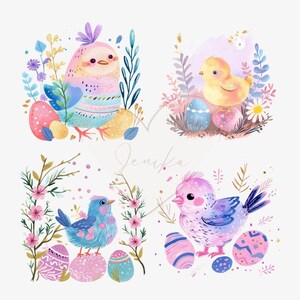 Easter Chick and Eggs Clipart Set - 20 Adorable Illustrations for DIY ...