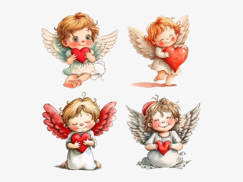 Valentine's Day Clip Art Set, Cute Love Cupid PNG, Transparent ...