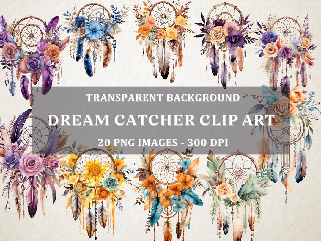 Boho Dreamcatcher Clip Art, Set of 20 PNG, Digital Download, Pink ...