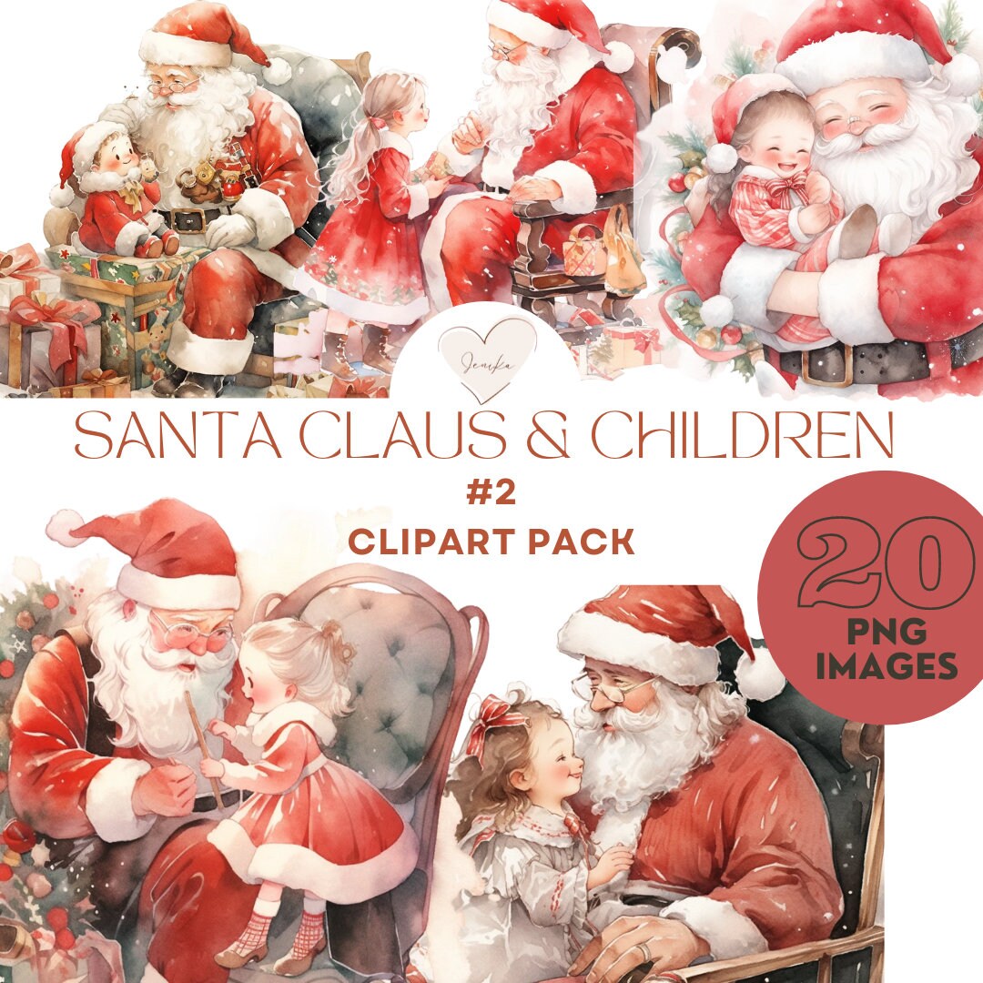 Santa Claus Children Clipart Pack Vol 2 Set of 20 PNG Images ...