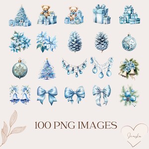 Blue Christmas Clipart Set - 100 Festive PNG Images for Holiday Crafts ...