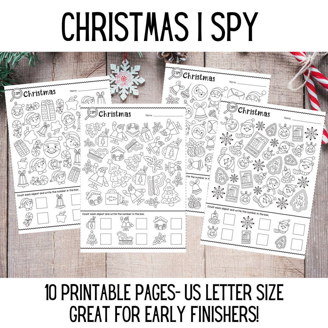 10 Printable Christmas I Spy Worksheets Early Finisher - Etsy
