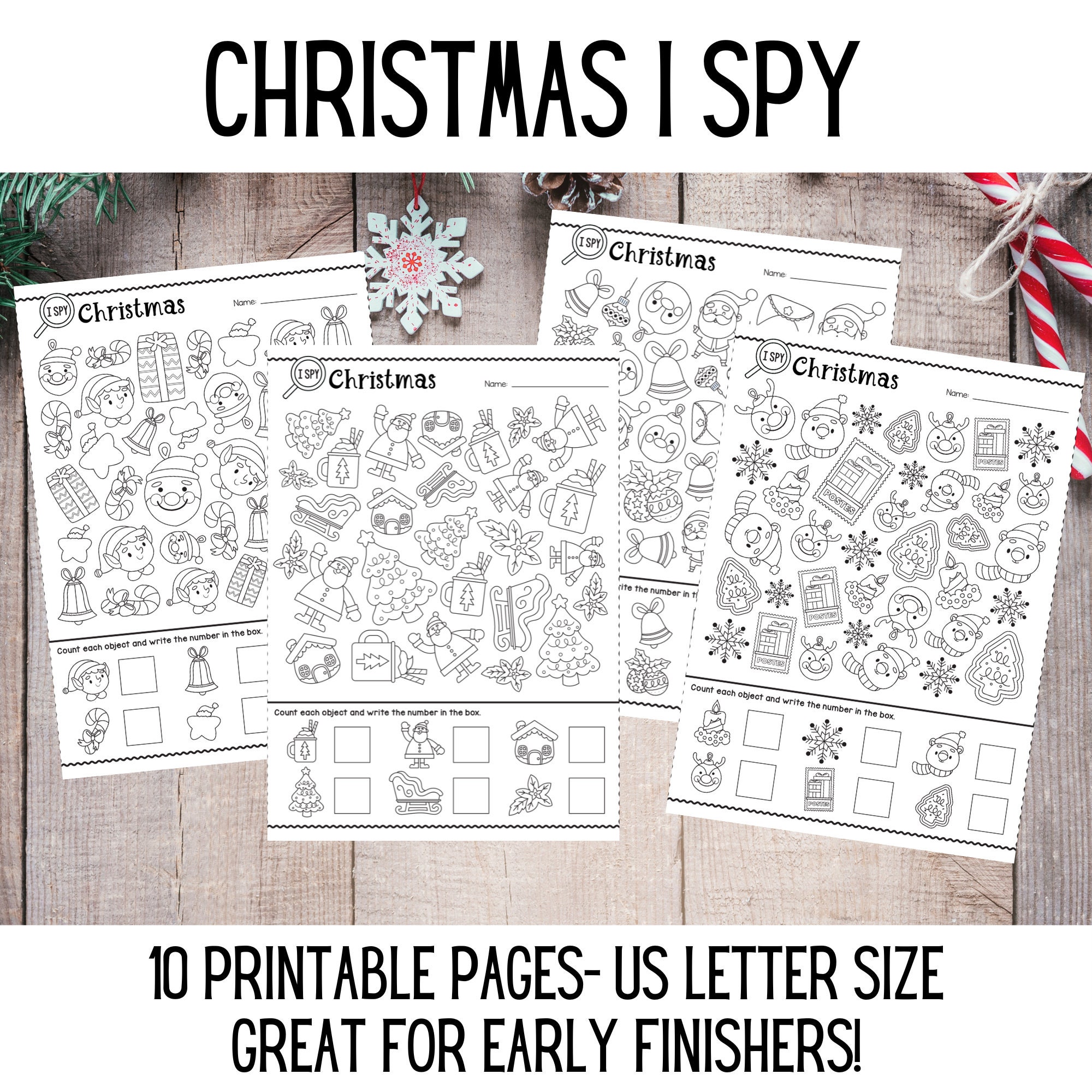 10 Printable Christmas I Spy Worksheets Early Finisher - Etsy
