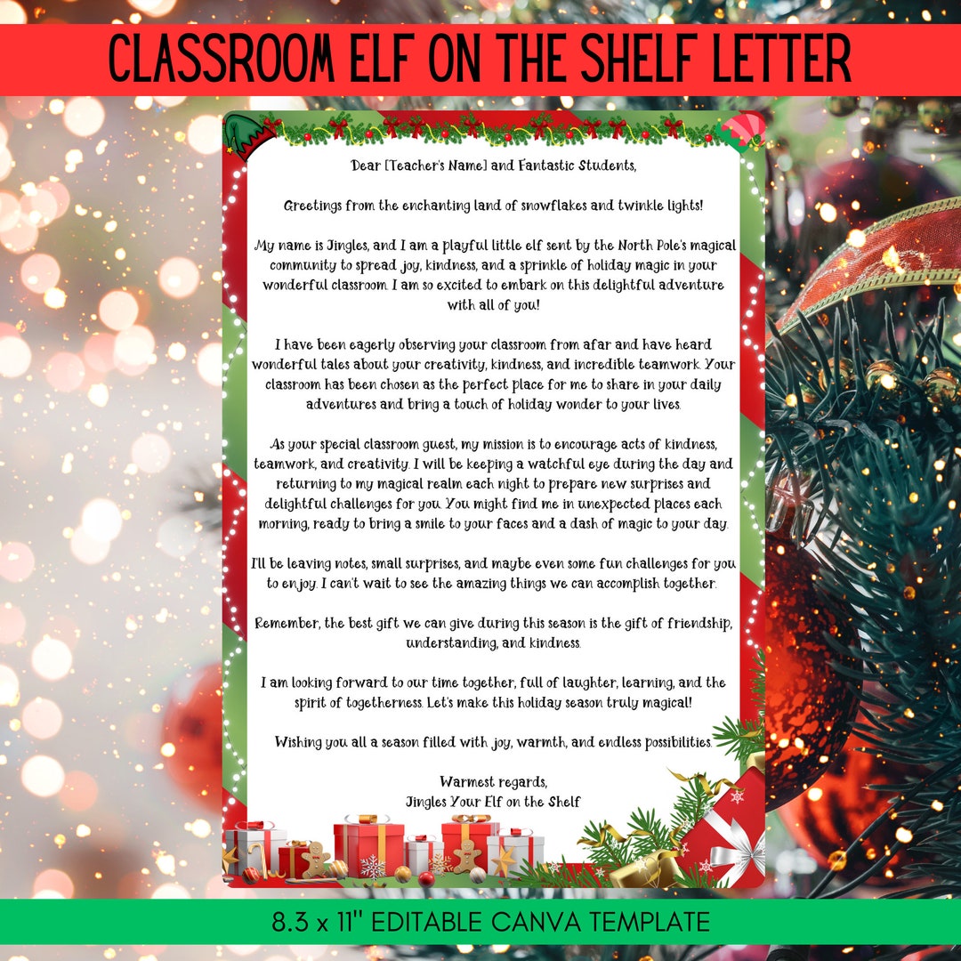 CLASSROOM Elf on the Shelf Letter NO MENTION of Santa - Etsy