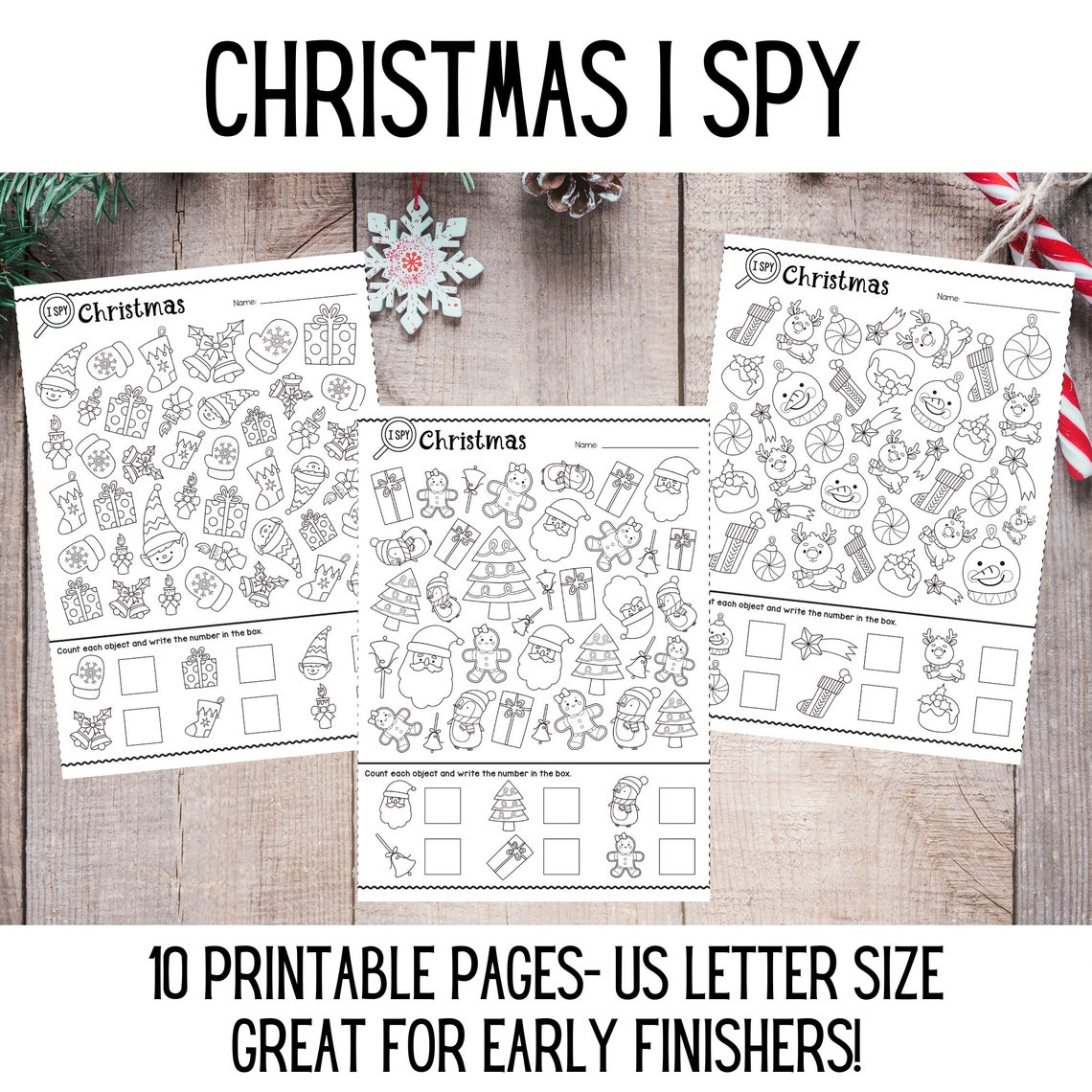 10 Printable Christmas I Spy Worksheets Early Finisher - Etsy