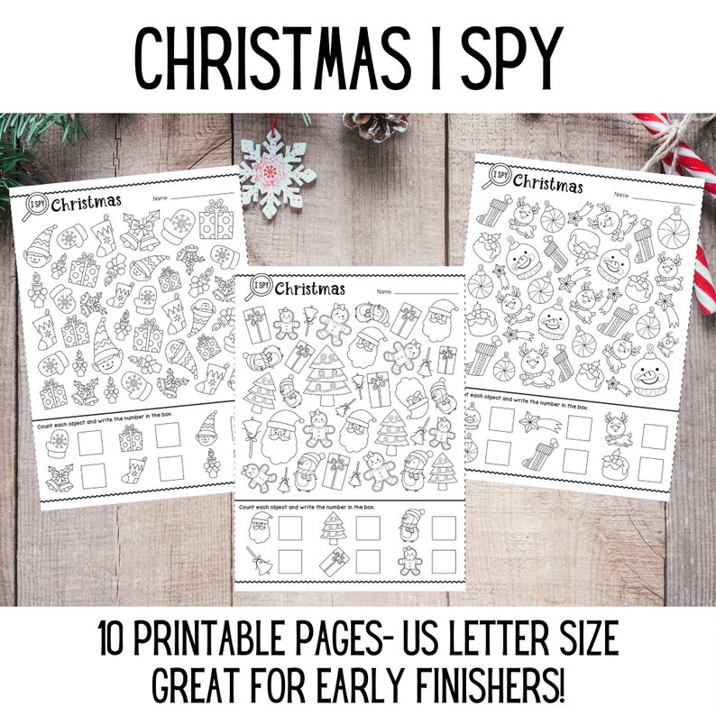 10 Printable Christmas I Spy Worksheets Early Finisher - Etsy
