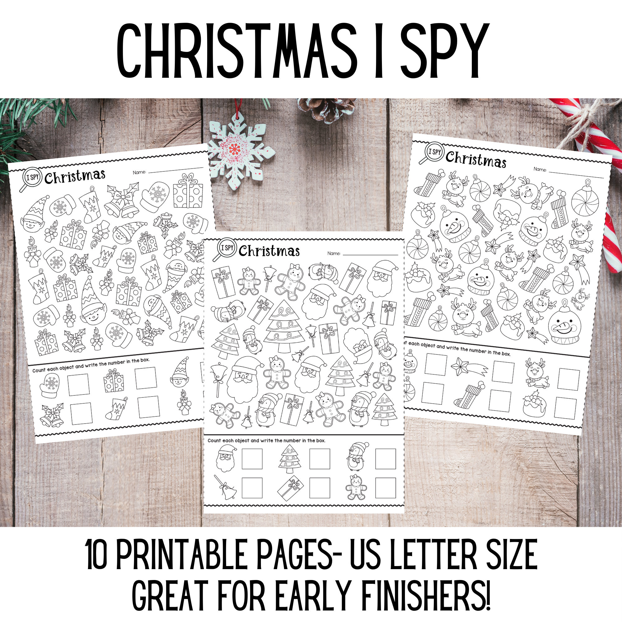 10 Printable Christmas I Spy Worksheets Early Finisher - Etsy