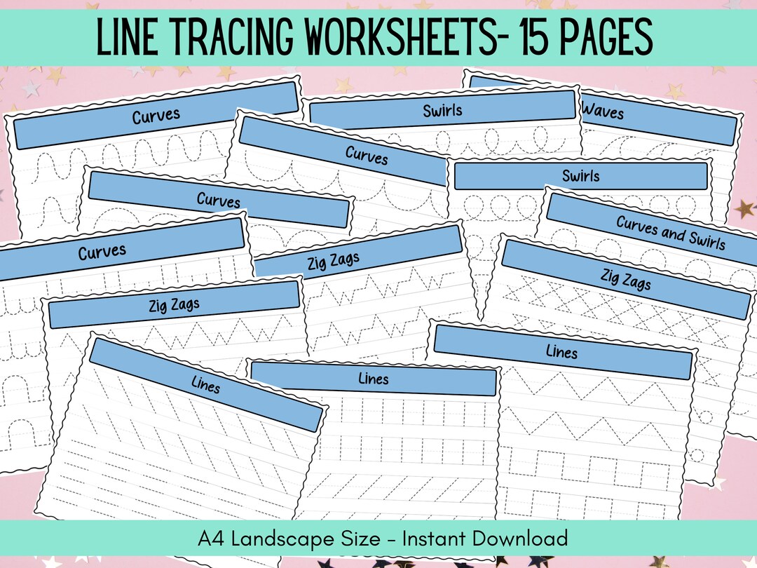 Line Tracing Worksheets for Kids Instant Download - Etsy Australia