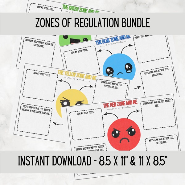 Zones of Regulation Worksheets - Etsy