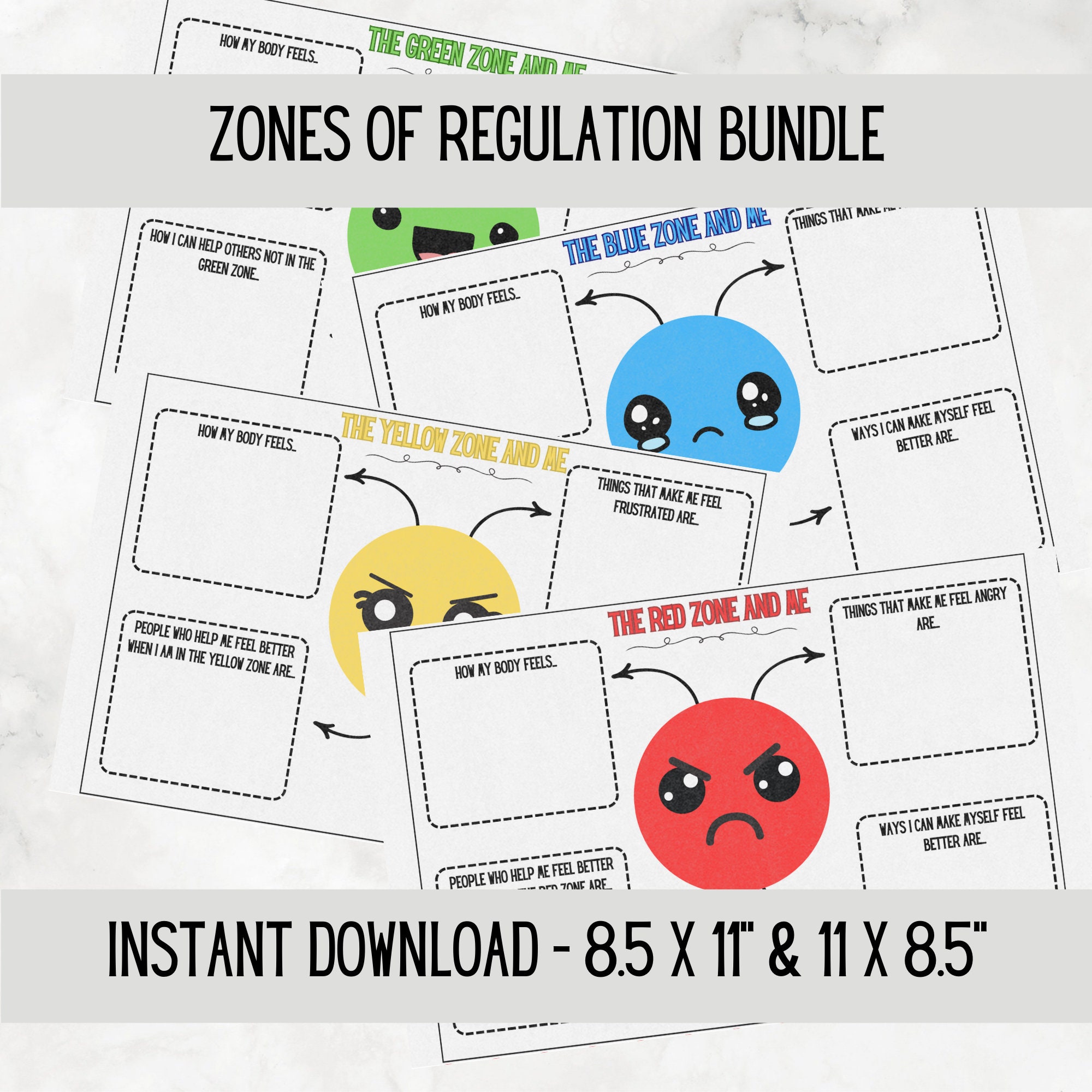 Zones of Regulation Worksheets Games and Resources Bundle - Etsy