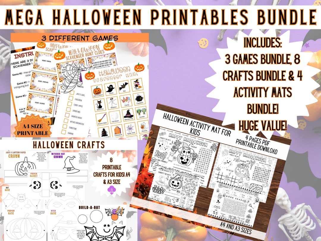 HALLOWEEN Activity Sheet BUNDLE Halloween Crafts - Etsy