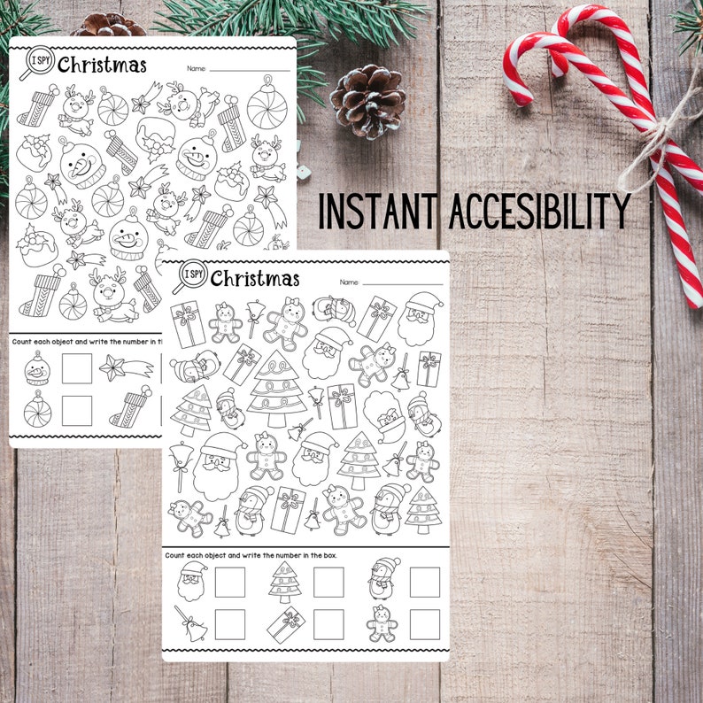 10 Printable Christmas I Spy Worksheets Early Finisher - Etsy