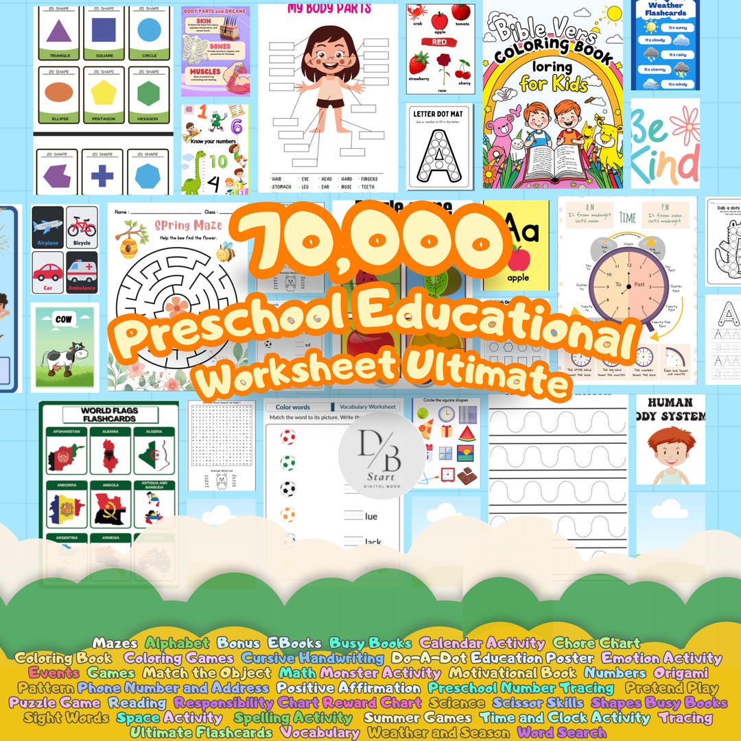 70000+ Preschool Pre-k + Kindergarten Learning Bundle, Activity ...