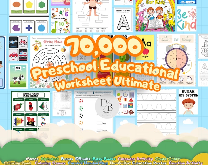 Printable Pre-kindergarten Activity Worksheets Bundle | Preschool Pre-k ...
