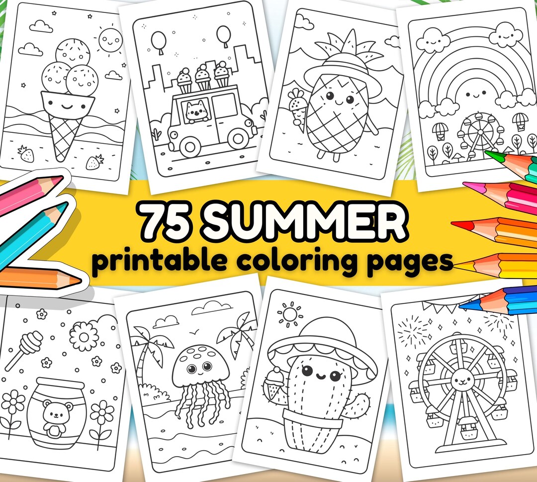 Summer Coloring Pages: 75 Fun Activity Sheets for Kids (printable PDF ...
