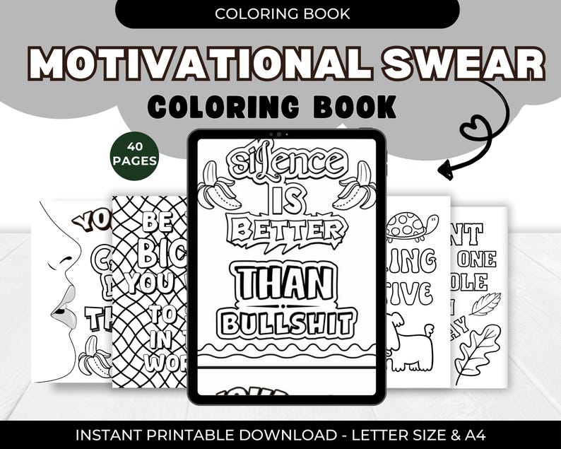40 Motivational Swear Words Coloring Pages, Printable Coloring Book ...