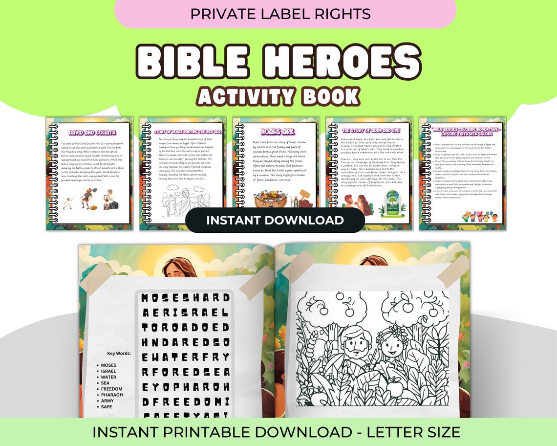 Bible Heroes Activity Book: Christian Coloring & Games (canva Editable ...