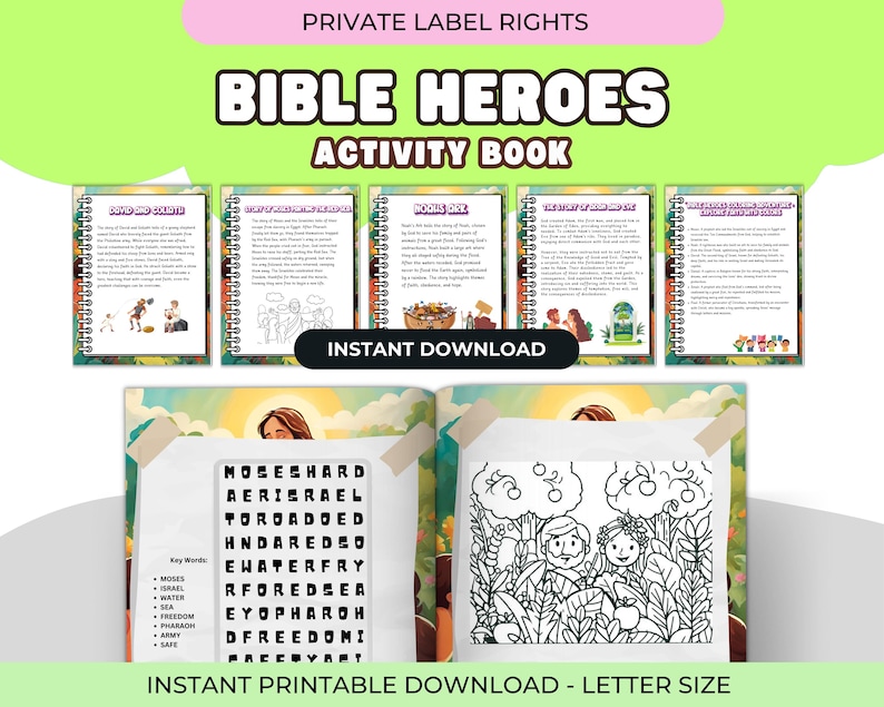 Bible Heroes Activity Book: Christian Coloring & Games (canva Editable ...