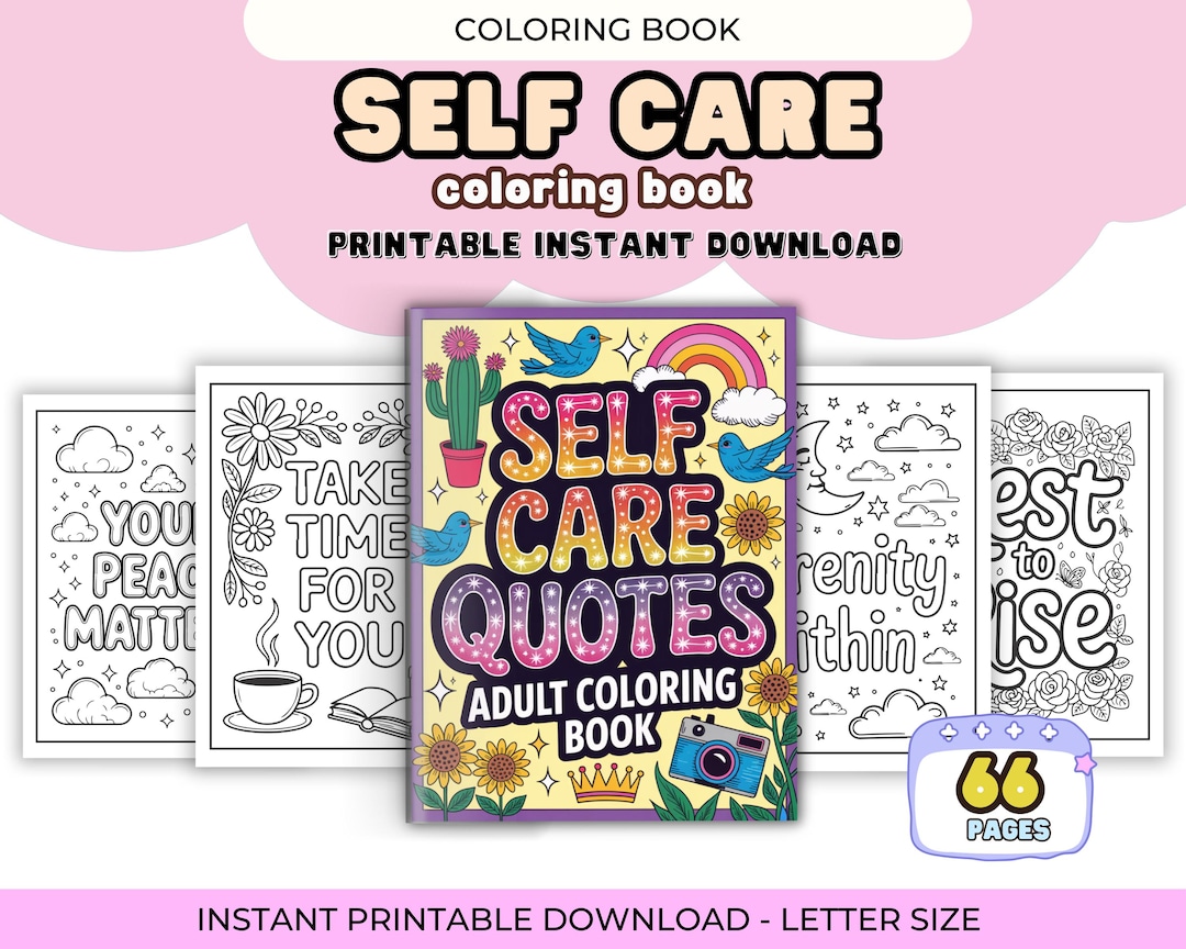 Self Care Affirmation Coloring Pages, Mental Health & Self-care ...