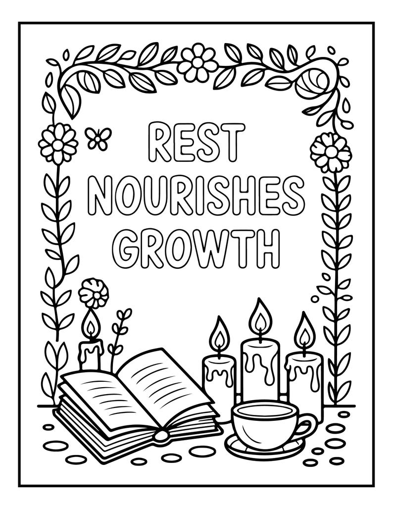Self Care Affirmation Coloring Pages, Mental Health & Self-care ...