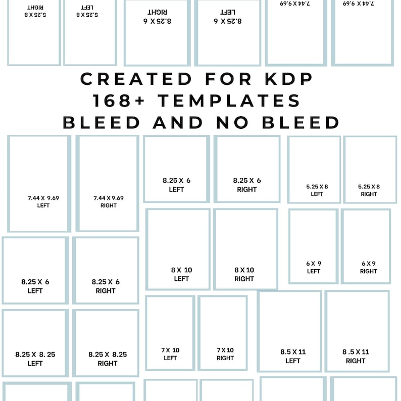 14 Sizes KDP Margin Interior 168 Templates , No Bleed and With Bleed ...