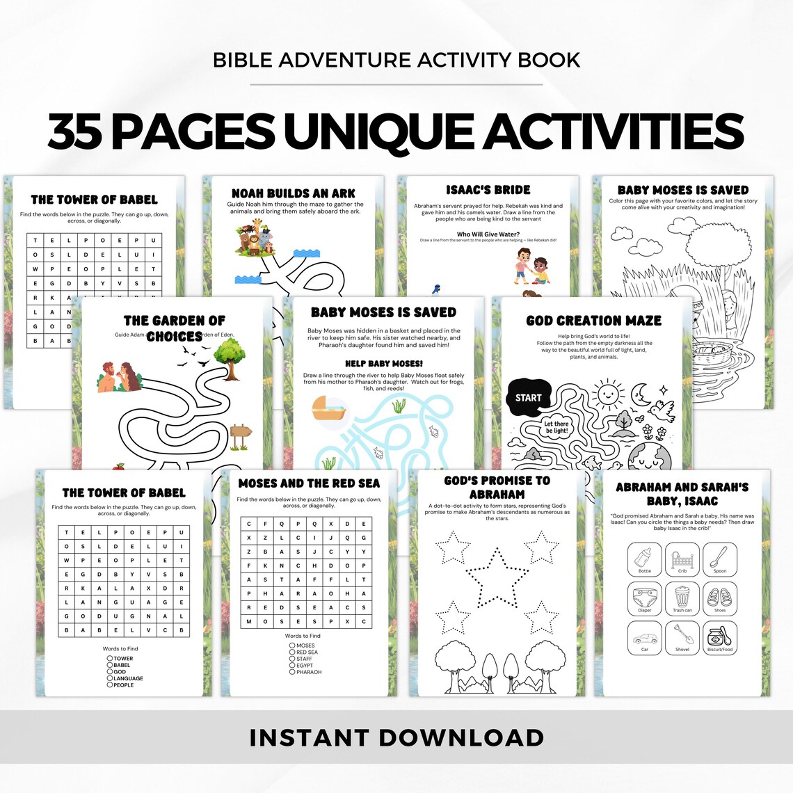 Bible Activity Book for Kids, Sunday School Activities Children, Bible ...