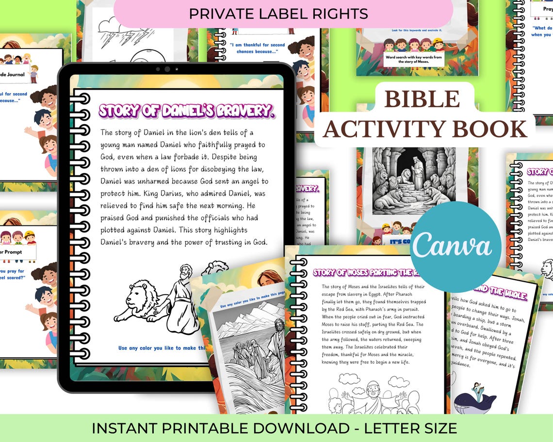 Bible Heroes Activity Book: Christian Coloring & Games (canva Editable ...