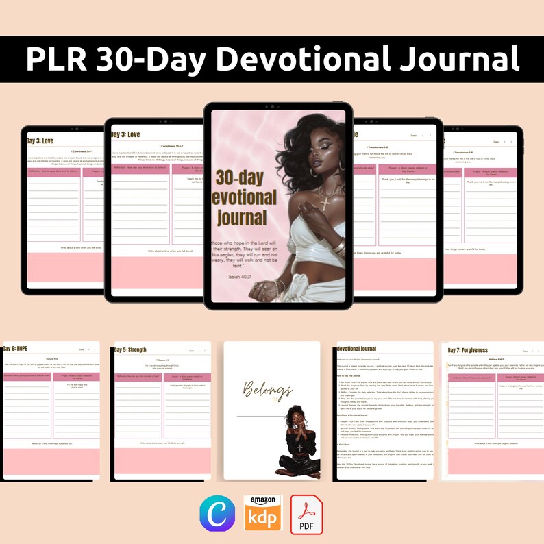 PLR 30 Daily Devotional Journal for KDP Canva Planner and Editable ...