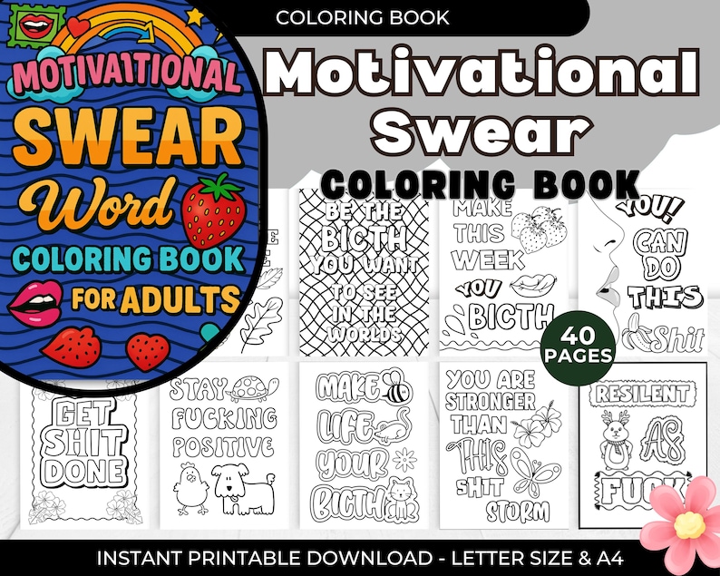 Swear Words Coloring Pages, Printable Cussing Coloring Book, Funny ...