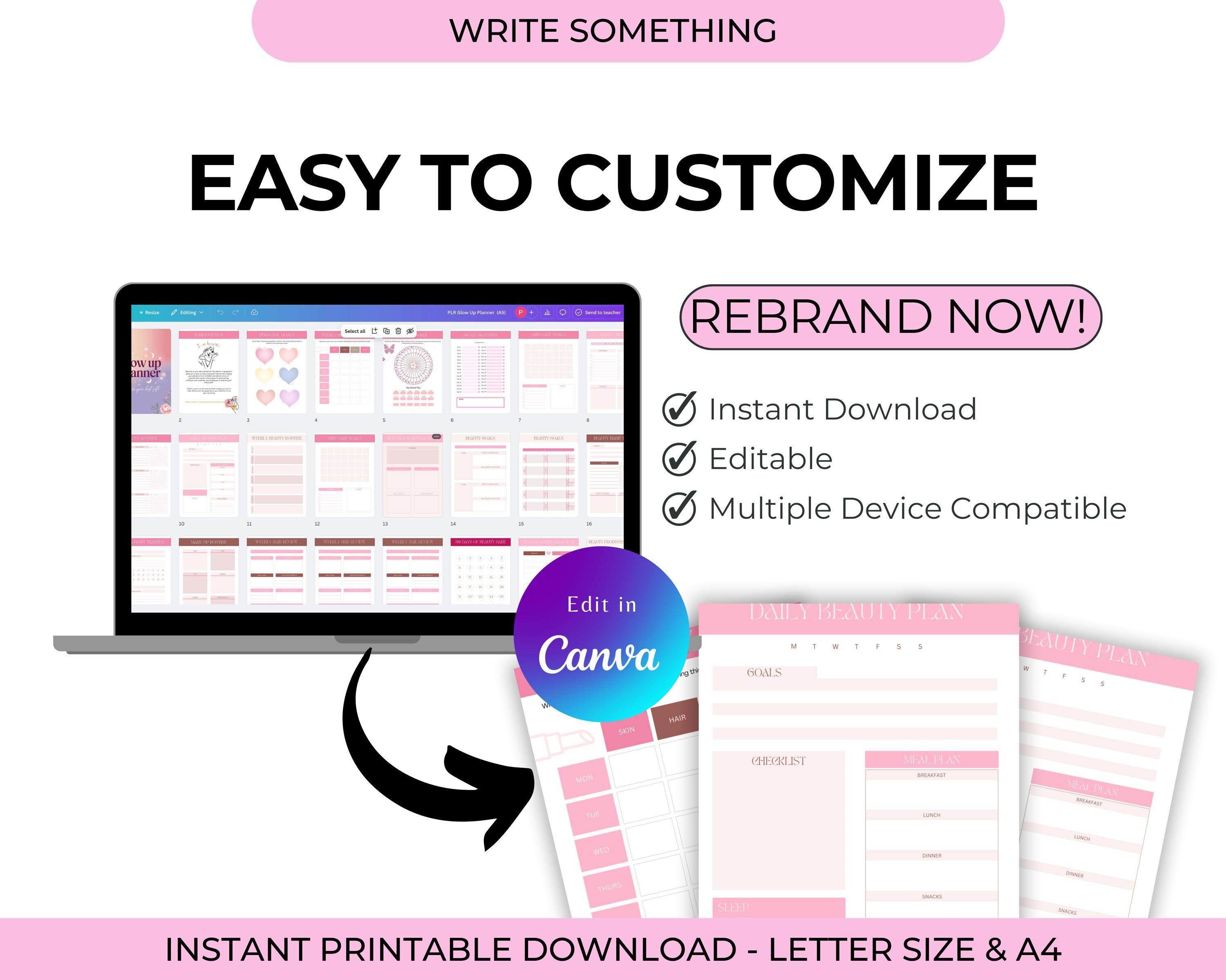 PLR Glow up Workbook Printable, Goal Planner, Life Planner Printable ...