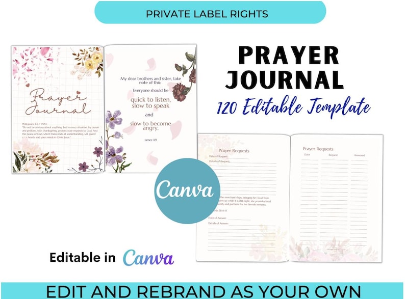 10 Faith Journal Bundle PLR Resell Canva Editable PDF Printable and ...