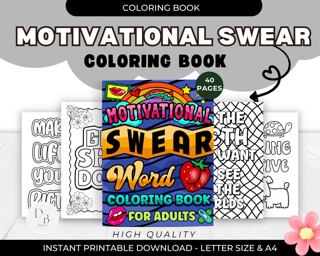 Swear Words Coloring Pages, Printable Cussing Coloring Book, Funny ...