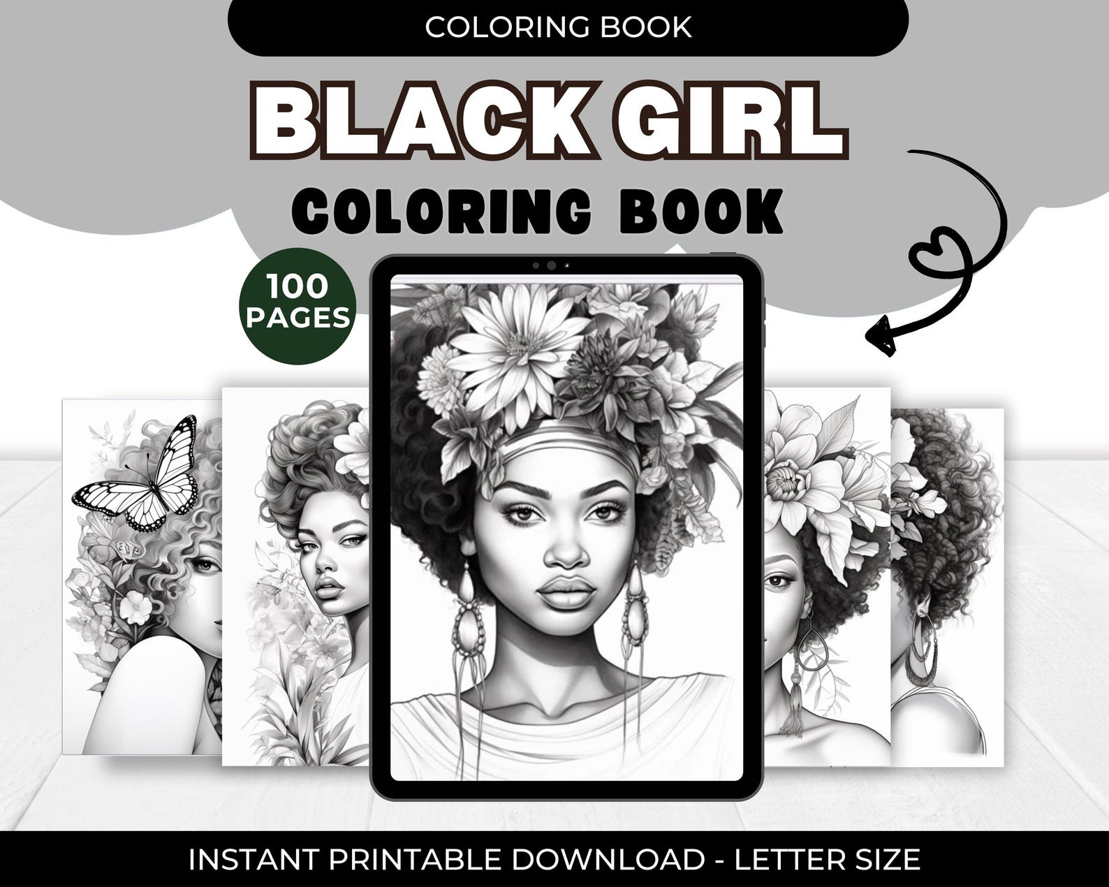 100 Beautiful Black Women Coloring Pages, 200 Page Adult & Teen ...