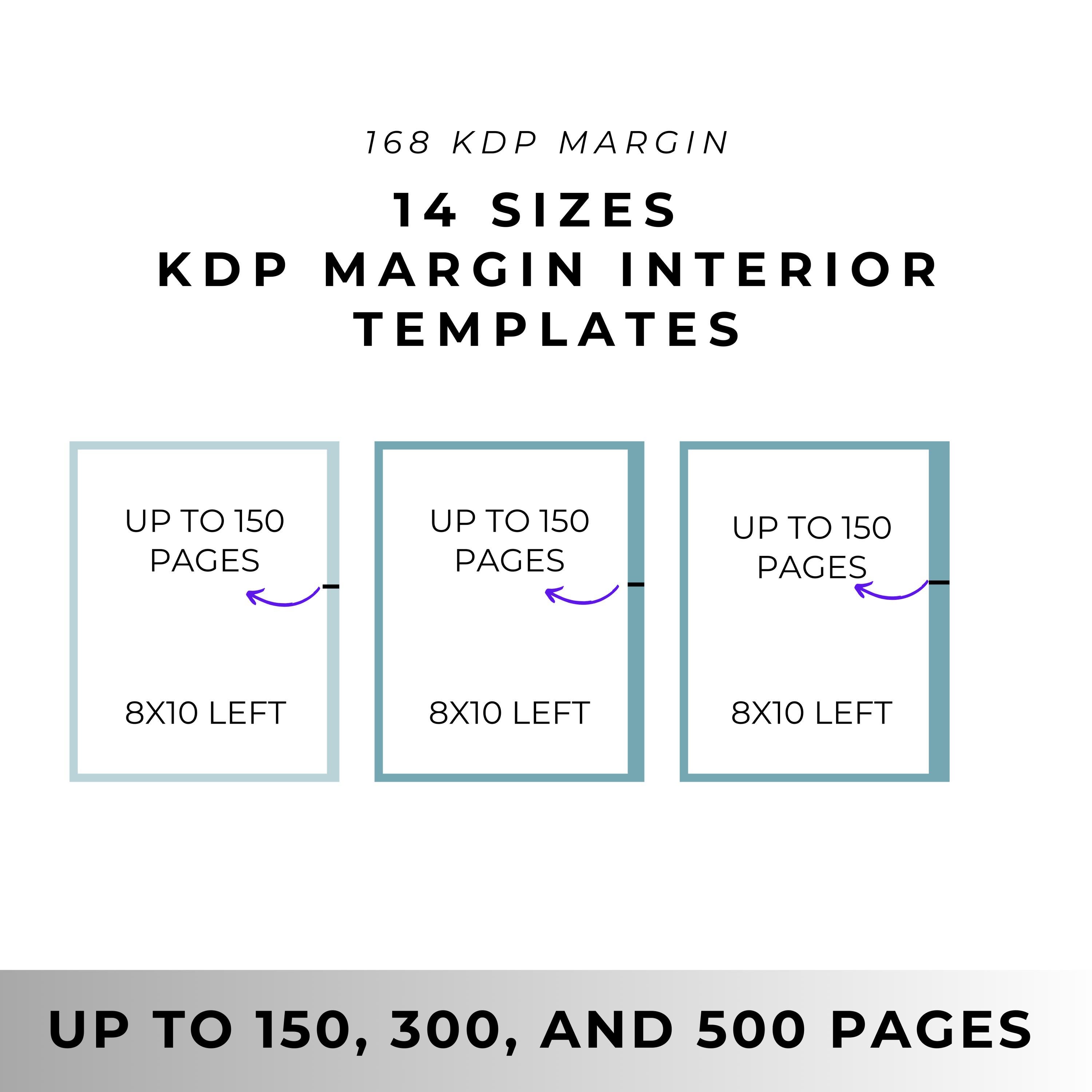 14 Sizes KDP Margin Interior 168 Templates , No Bleed and With Bleed ...