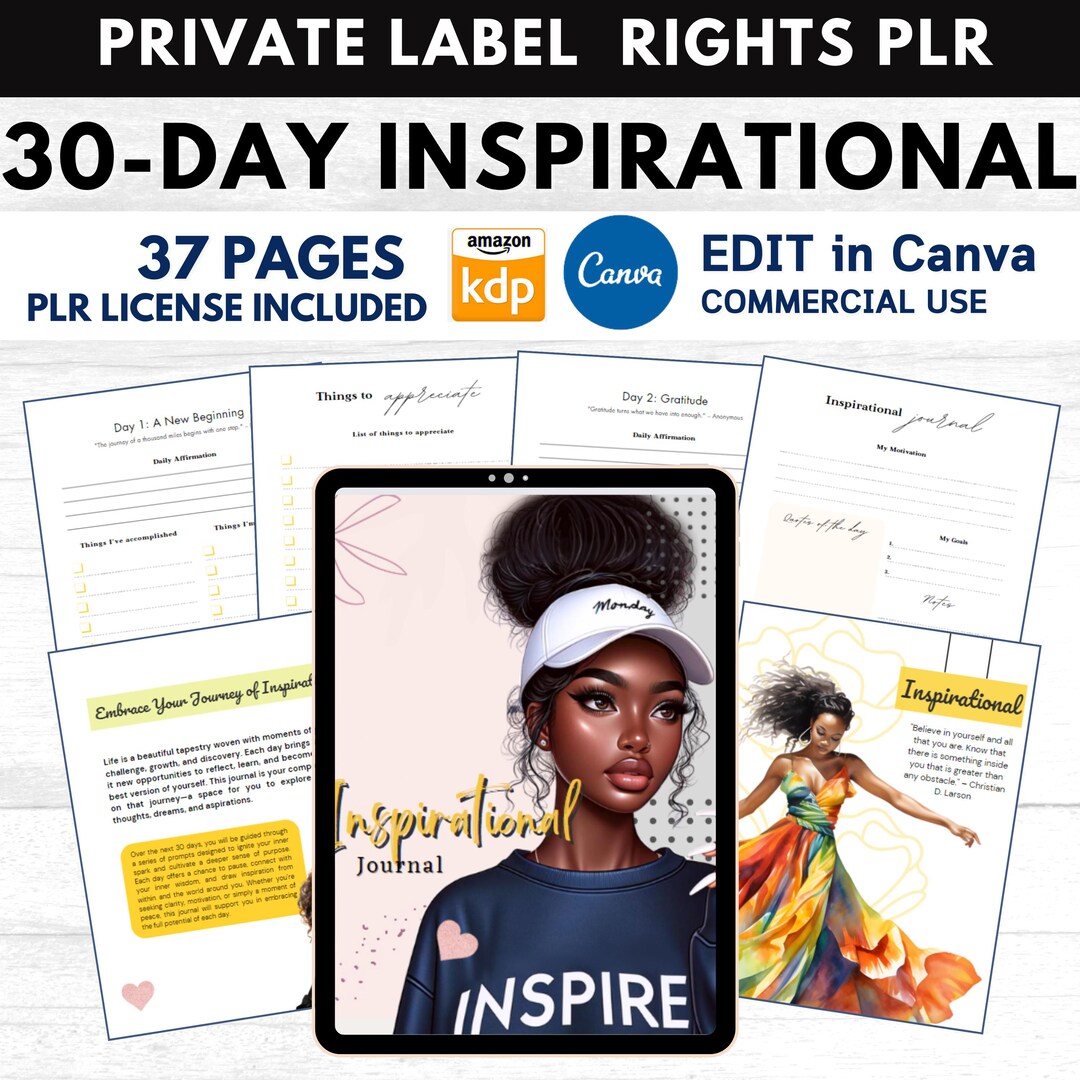 PLR 30 Day Inspirational Journal for Black Girls, Resell Rights Canva ...