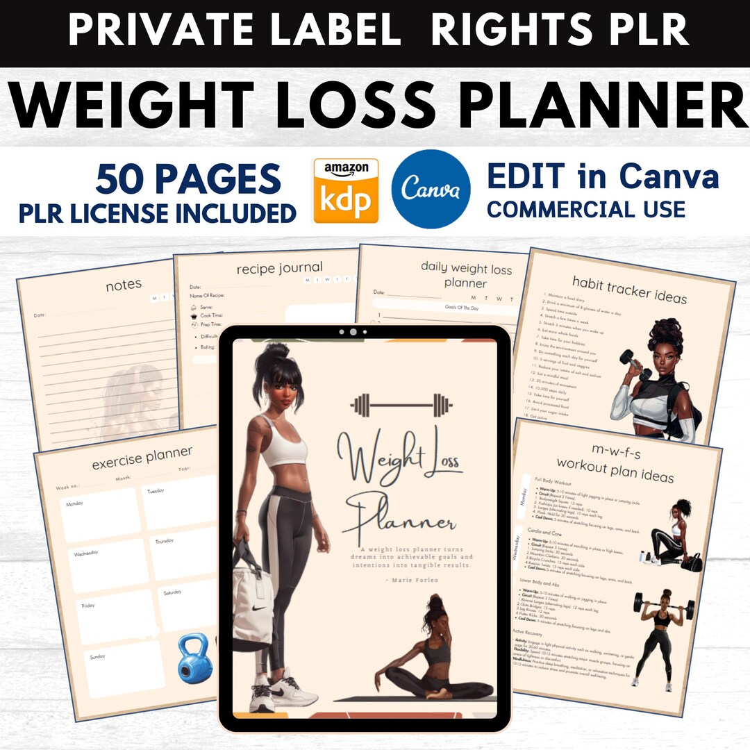 PLR Weight Loss Planner for KDP Canva Planner and Editable Template ...