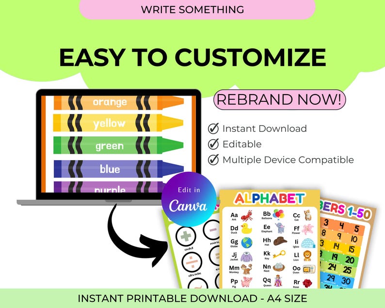 43 Educational Posters Bundle: Canva Editable, PLR Resell, Pre-k ...