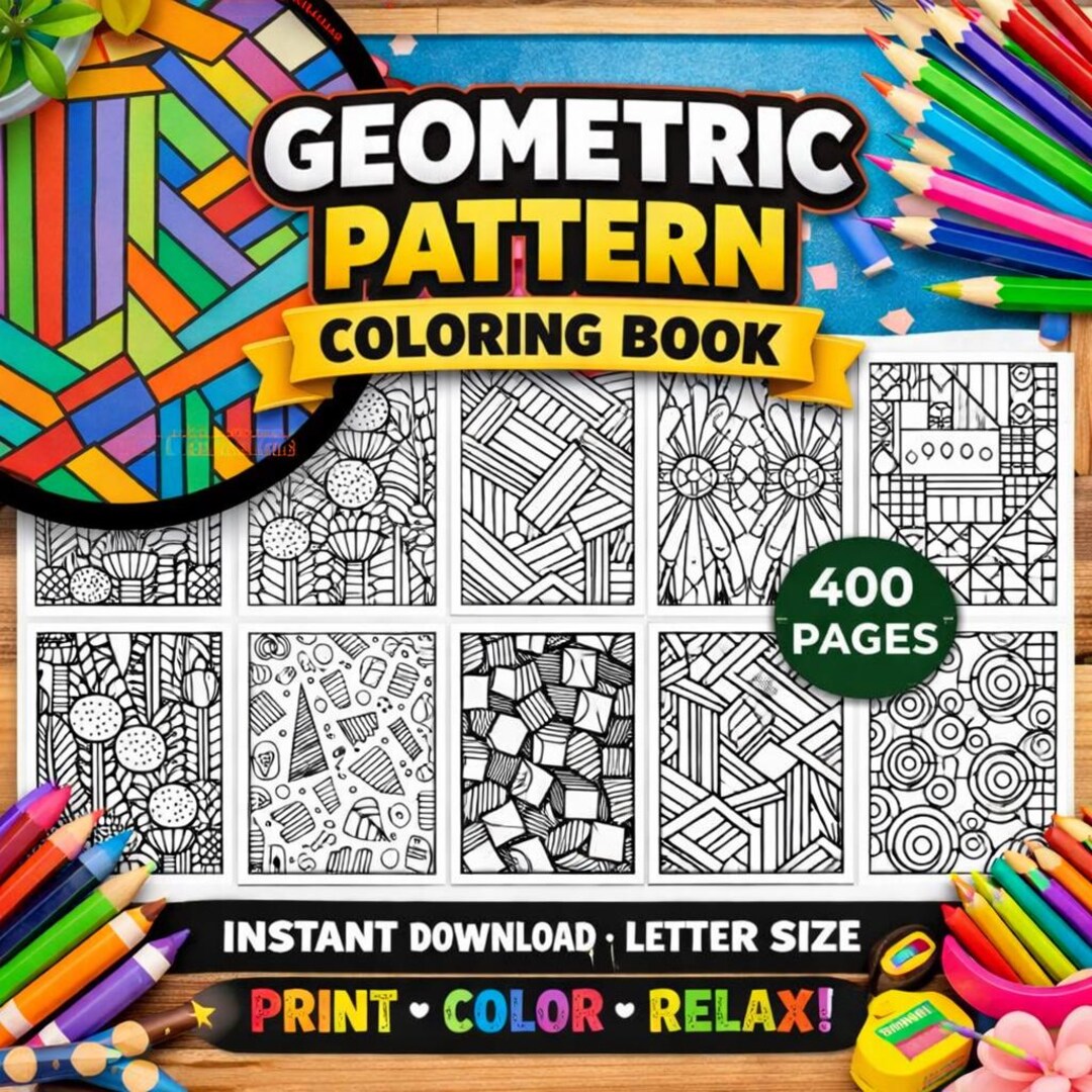 Geometric Patterns Coloring Pages Printable Instant Download, Adults ...