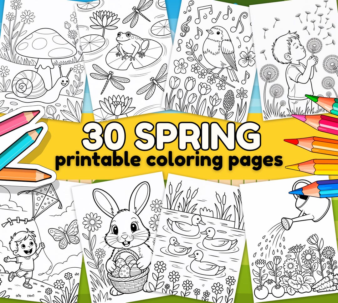 Spring Easy Coloring Pages for Kids, Toddlers, Preschoolers Toddler ...