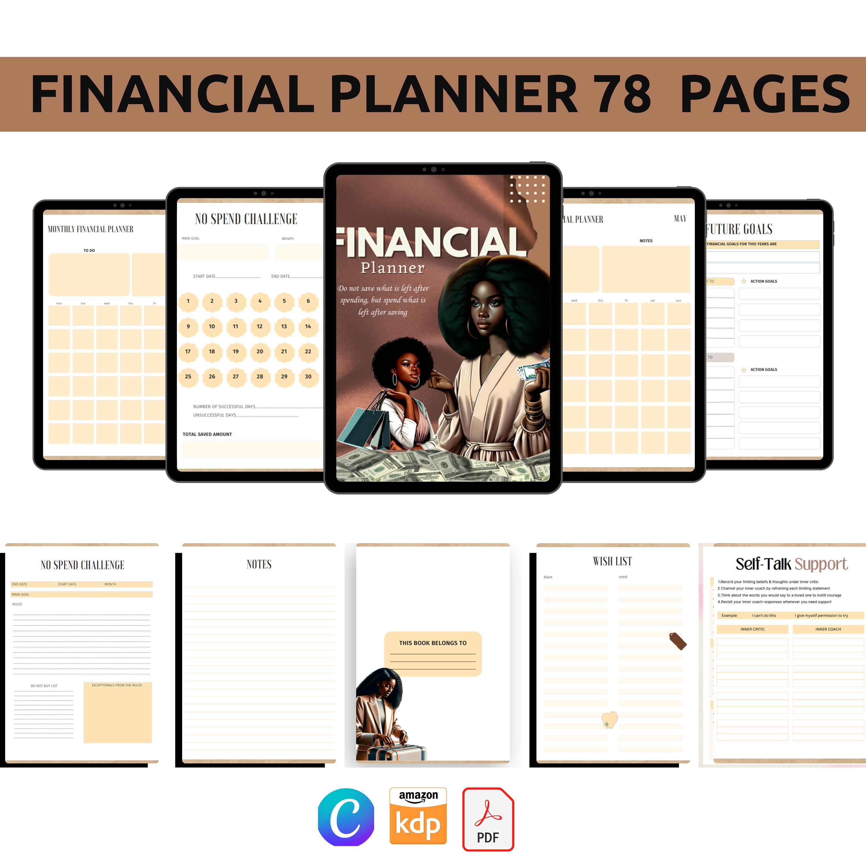 PLR MRR Financial Planner for Black Girl, Resell Rights Canva Editable ...