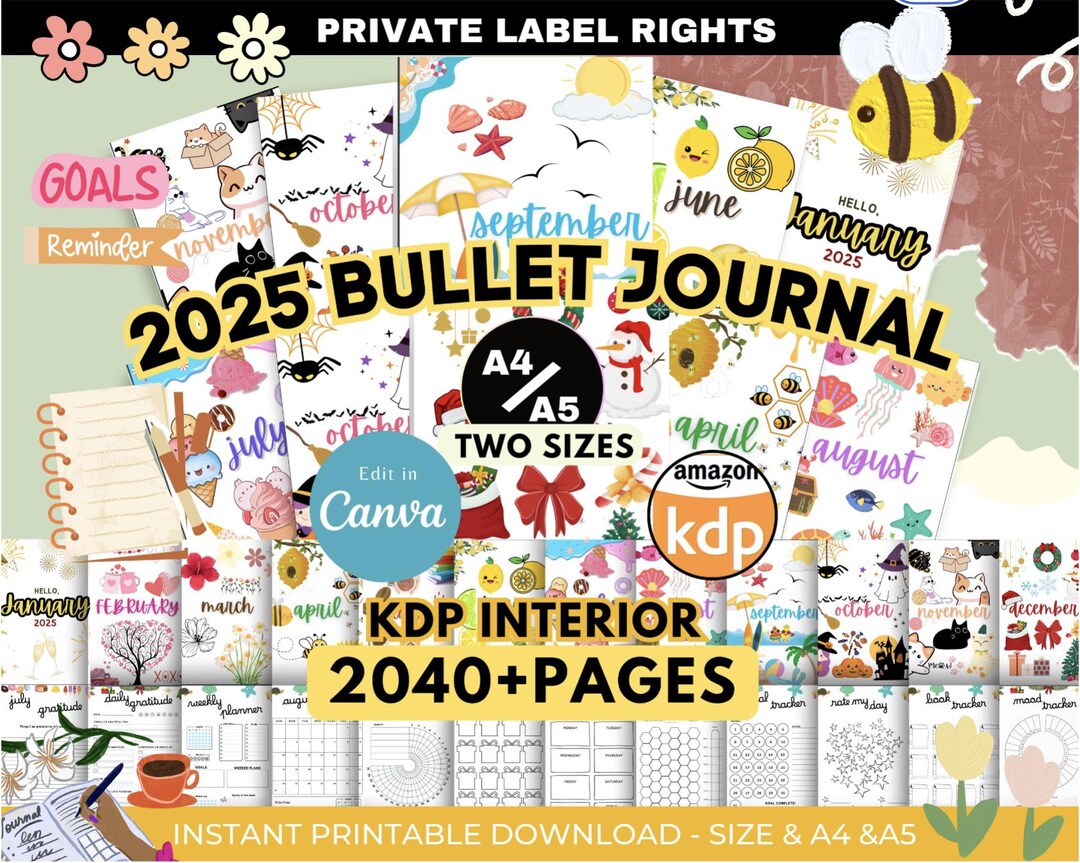 Bullet Journal PRINTABLE Journal Pages - Digital Planner Pages - A5 ...